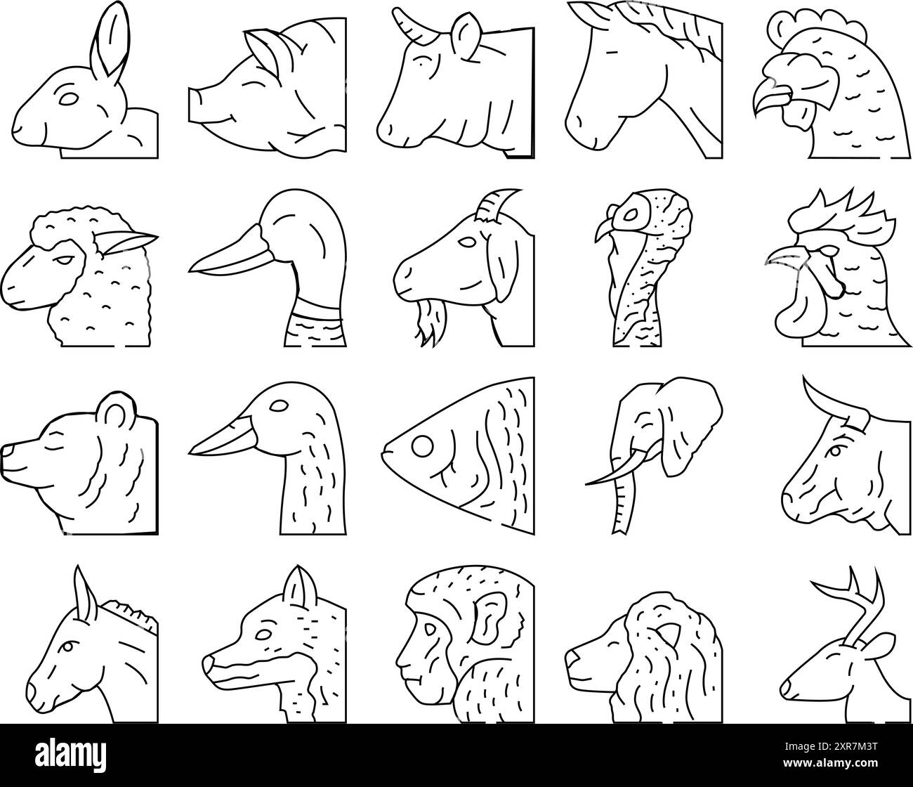 animal zoo pet face farm icons set vector Stock Vector Image & Art - Alamy