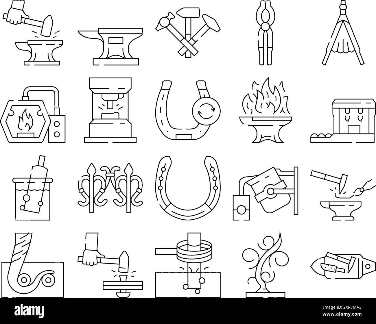 blacksmith forge anvil work icons set vector Stock Vector Image & Art ...