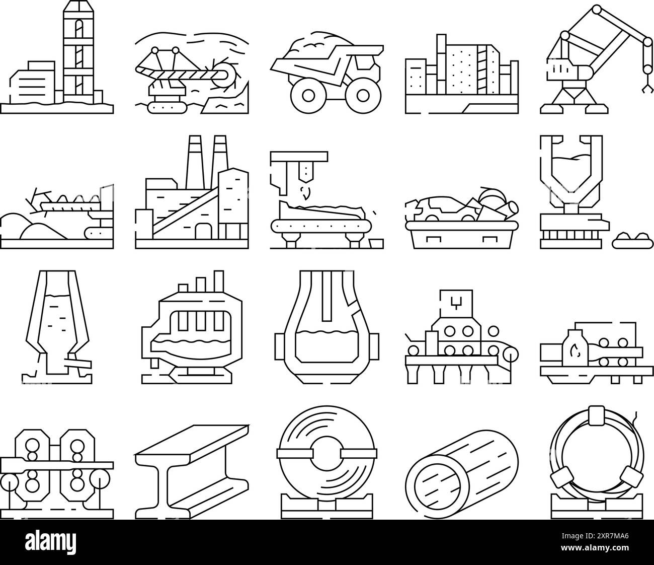 steel production industry metal icons set vector Stock Vector Image ...