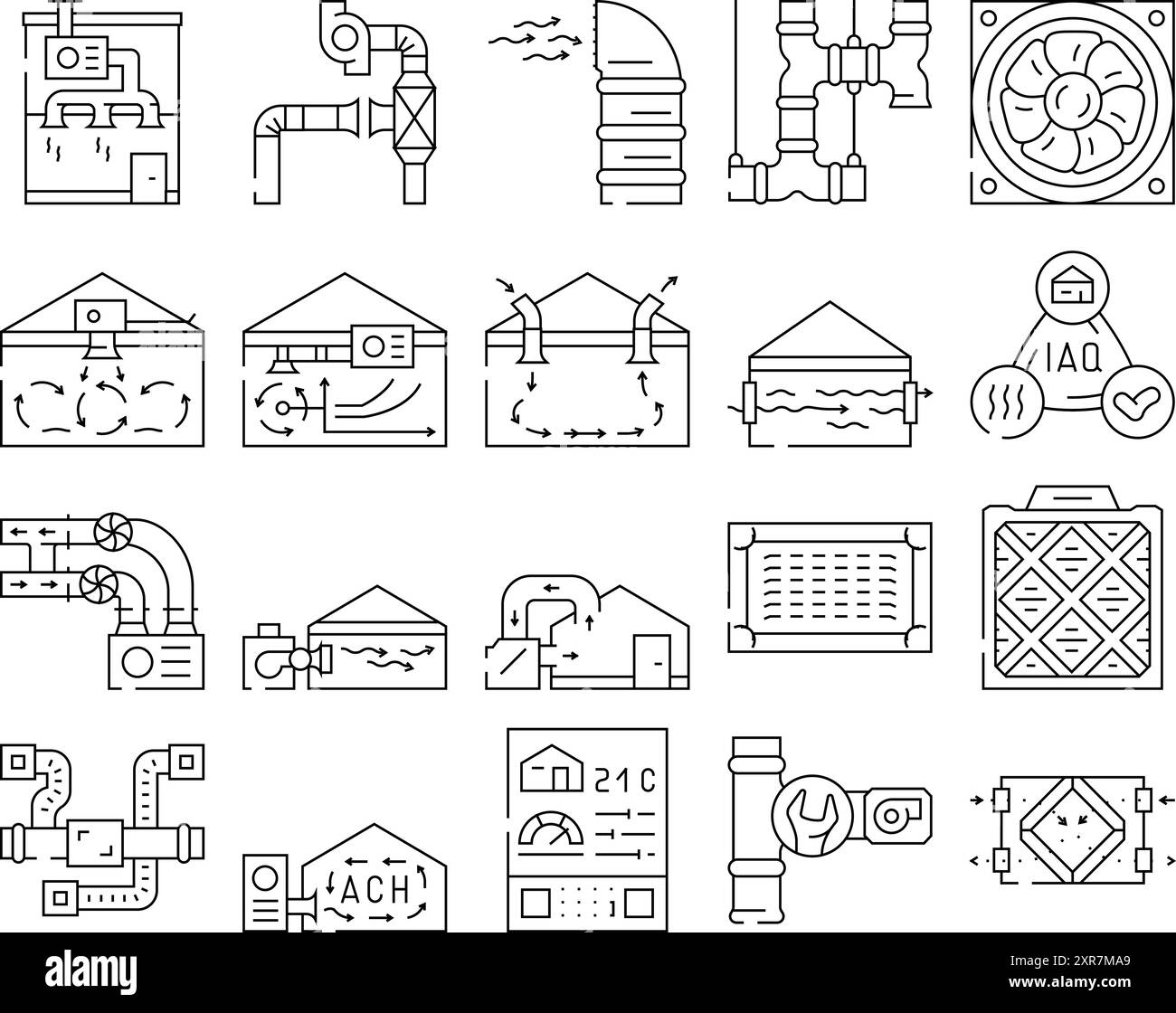 air ventilation cold wind heat icons set vector Stock Vector Image ...