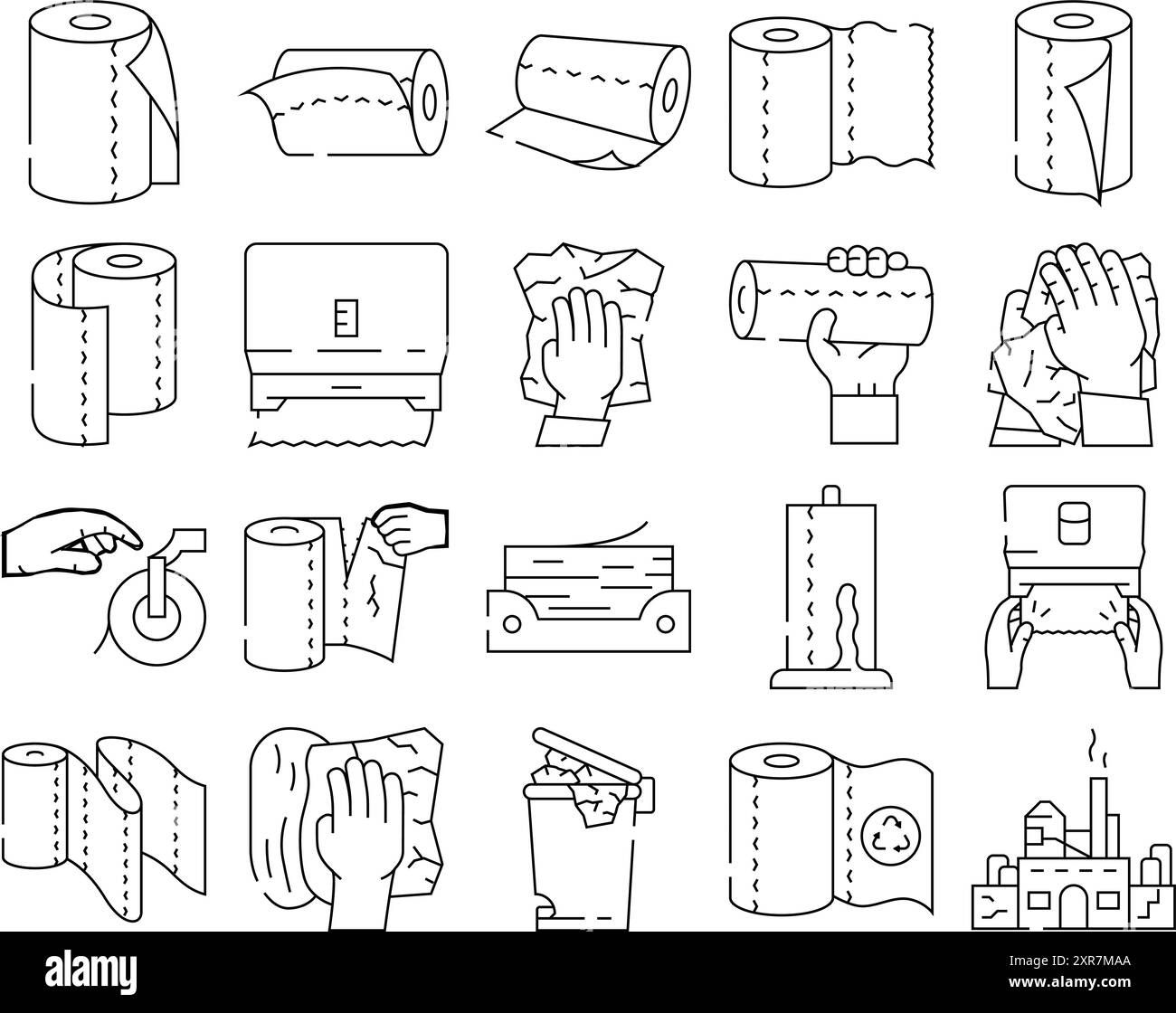 paper towel kitchen roll tissue icons set vector Stock Vector Image ...