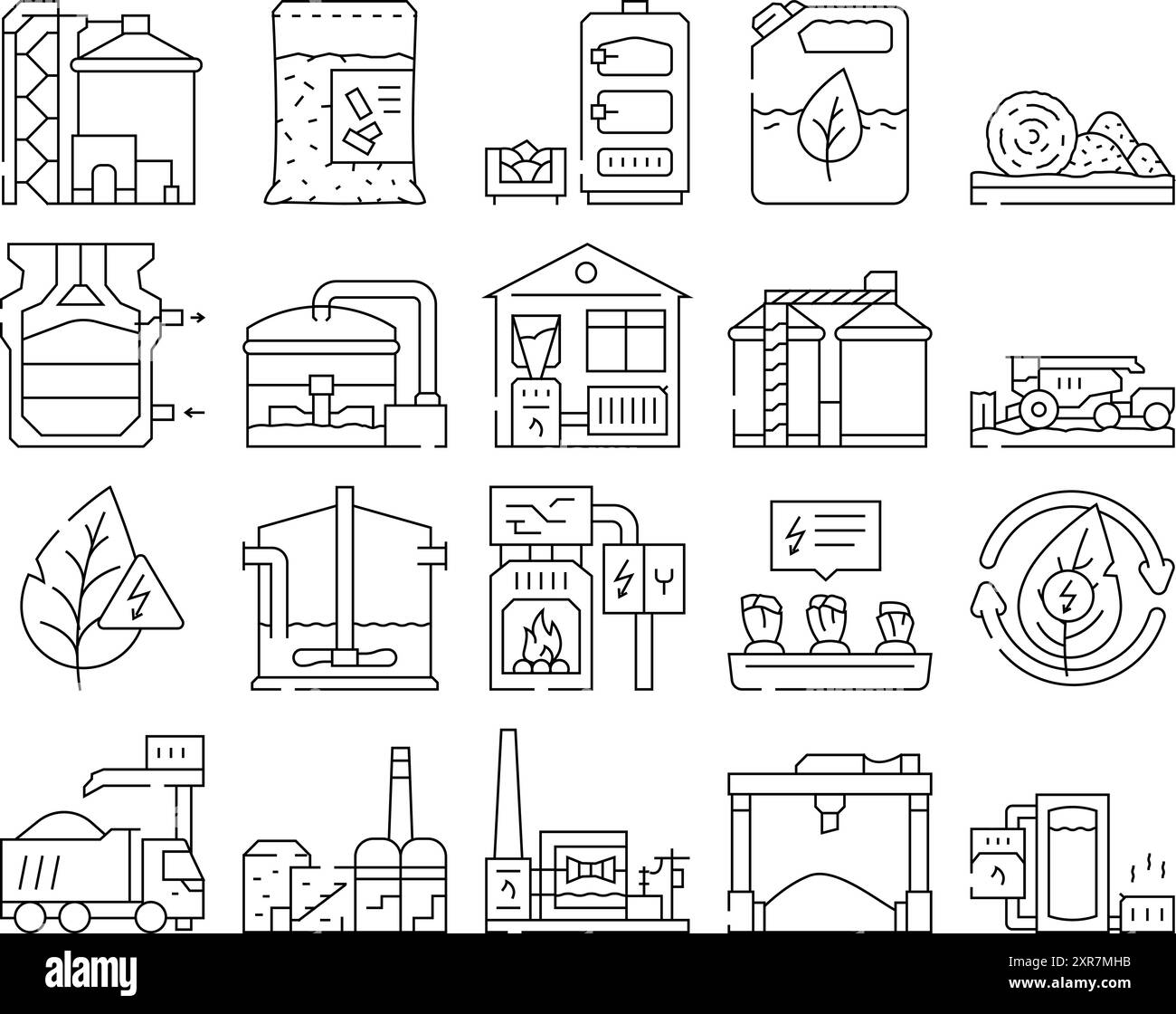 biomass energy plant green icons set vector Stock Vector Image & Art ...