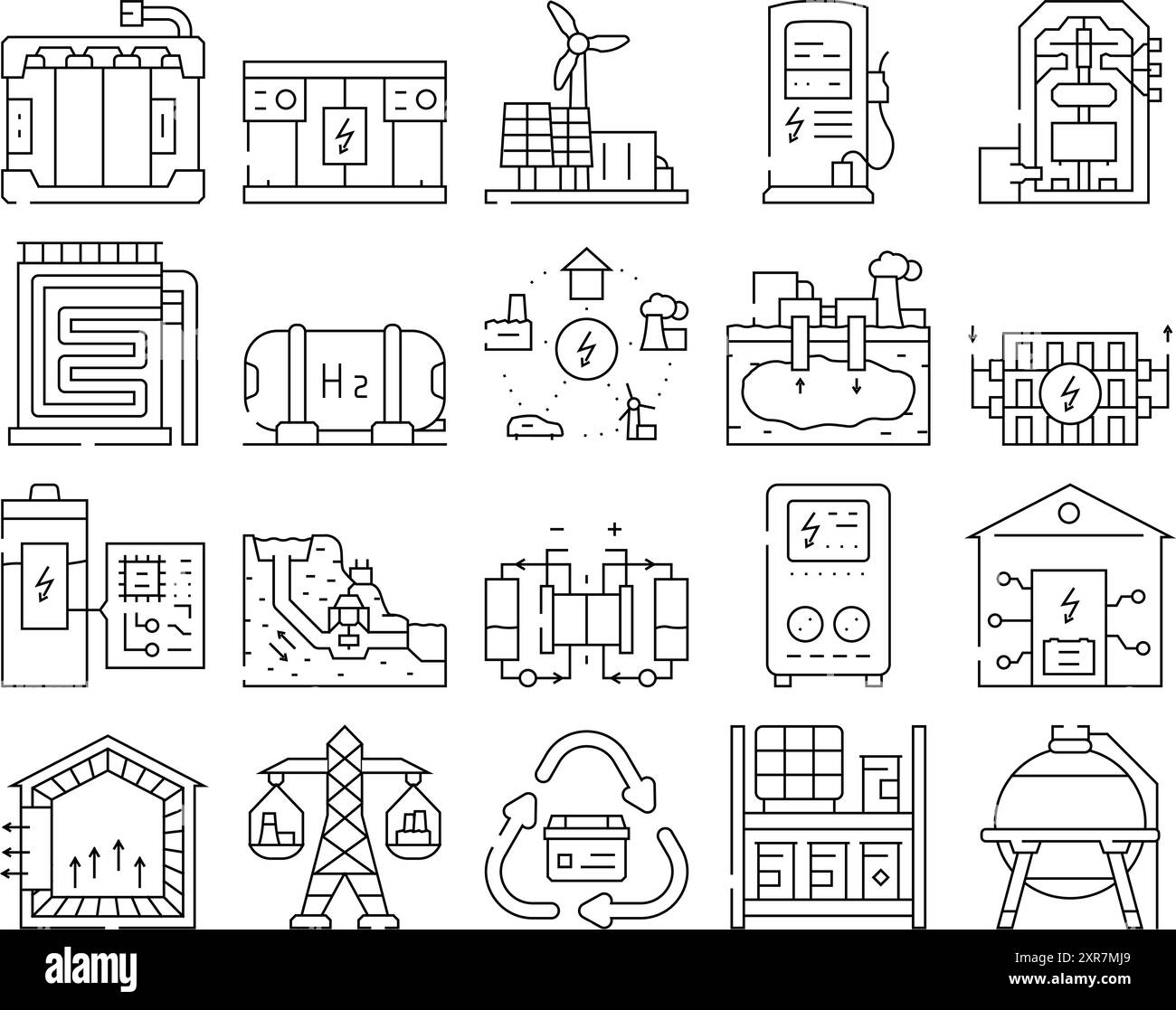 energy storage power battery icons set vector Stock Vector Image & Art ...