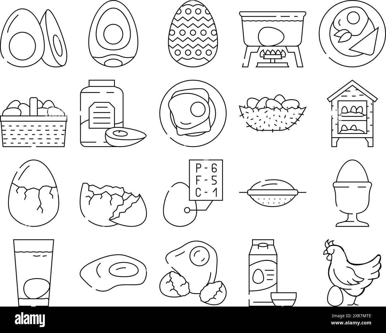 chicken egg farm brown icons set vector Stock Vector Image & Art - Alamy