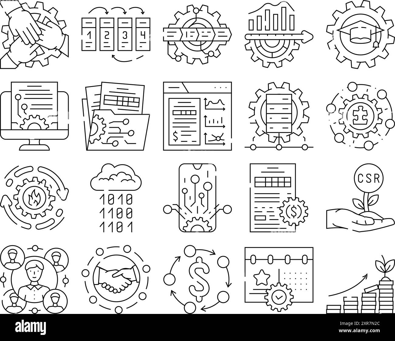 business process technology chart icons set vector Stock Vector Image ...
