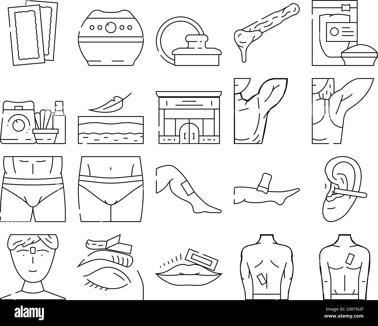 waxing wax hair body beauty icons set vector Stock Vector Image & Art ...
