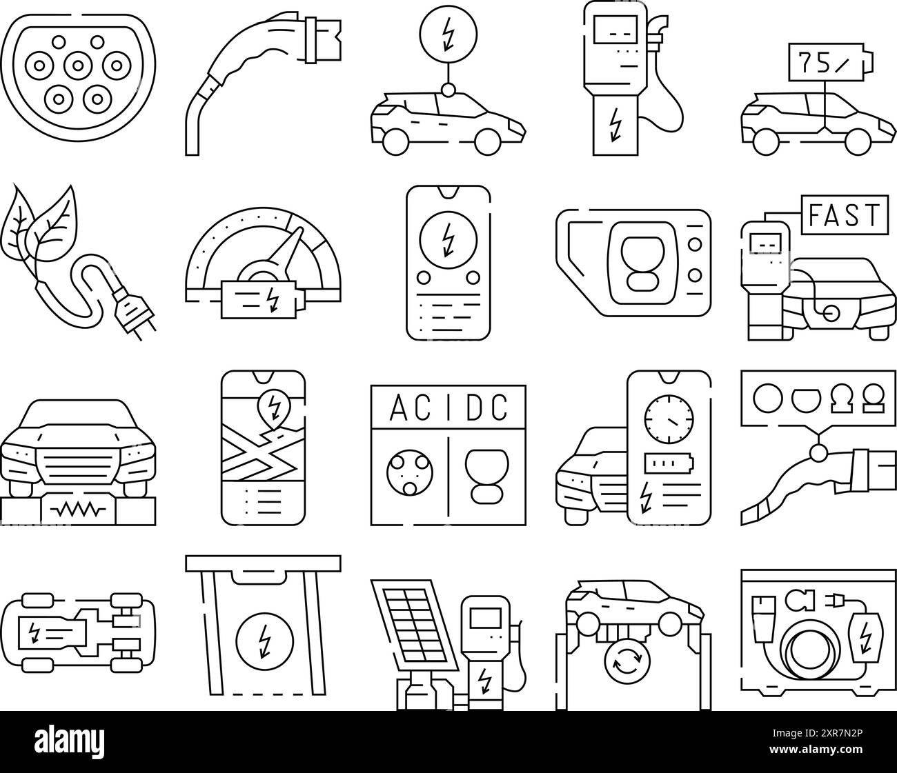 electric car charging icons set vector Stock Vector Image & Art - Alamy