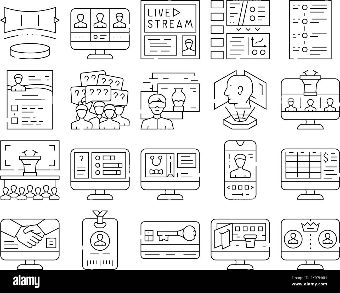 virtual conference event online icons set vector Stock Vector Image ...