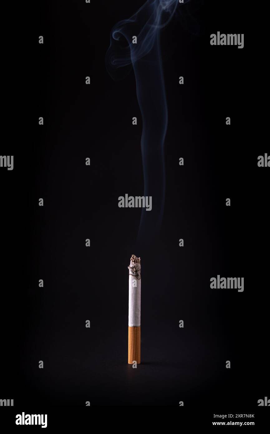 standing cigarette on black background - do not smoke Stock Photo - Alamy