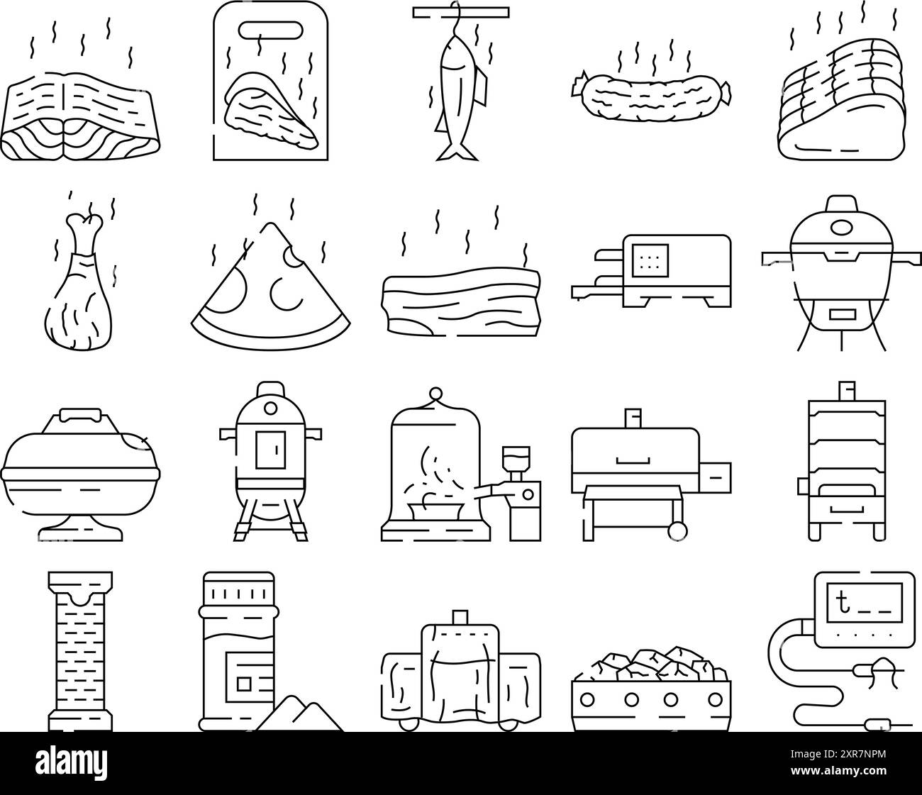 smoked meat bbq icons set vector Stock Vector Image & Art - Alamy