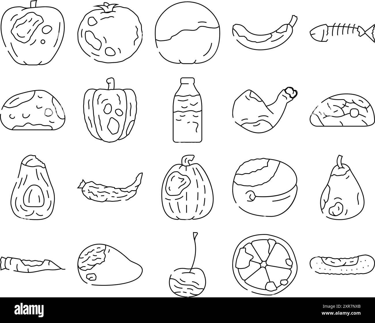 rotten food waste icons set vector Stock Vector Image & Art - Alamy