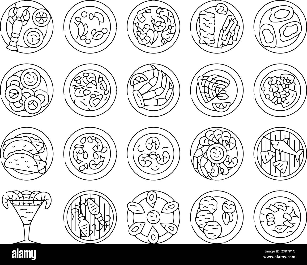 Greek cuisine seafood meat Stock Vector Images - Alamy