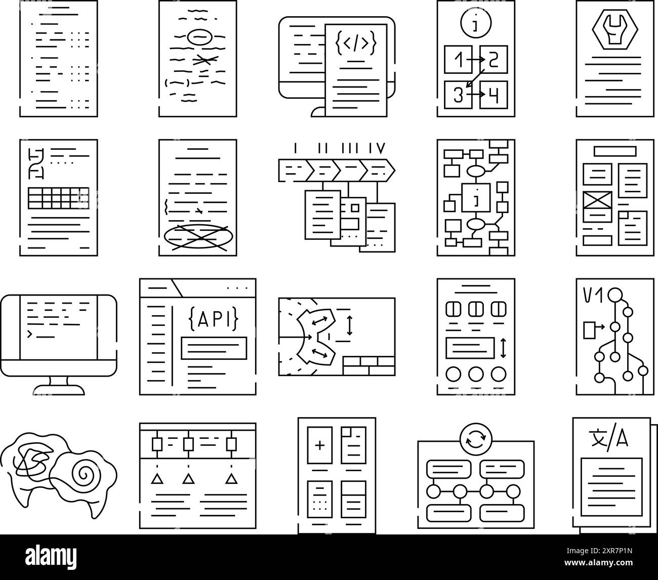 technical writer document manual icons set vector Stock Vector Image & Art - Alamy