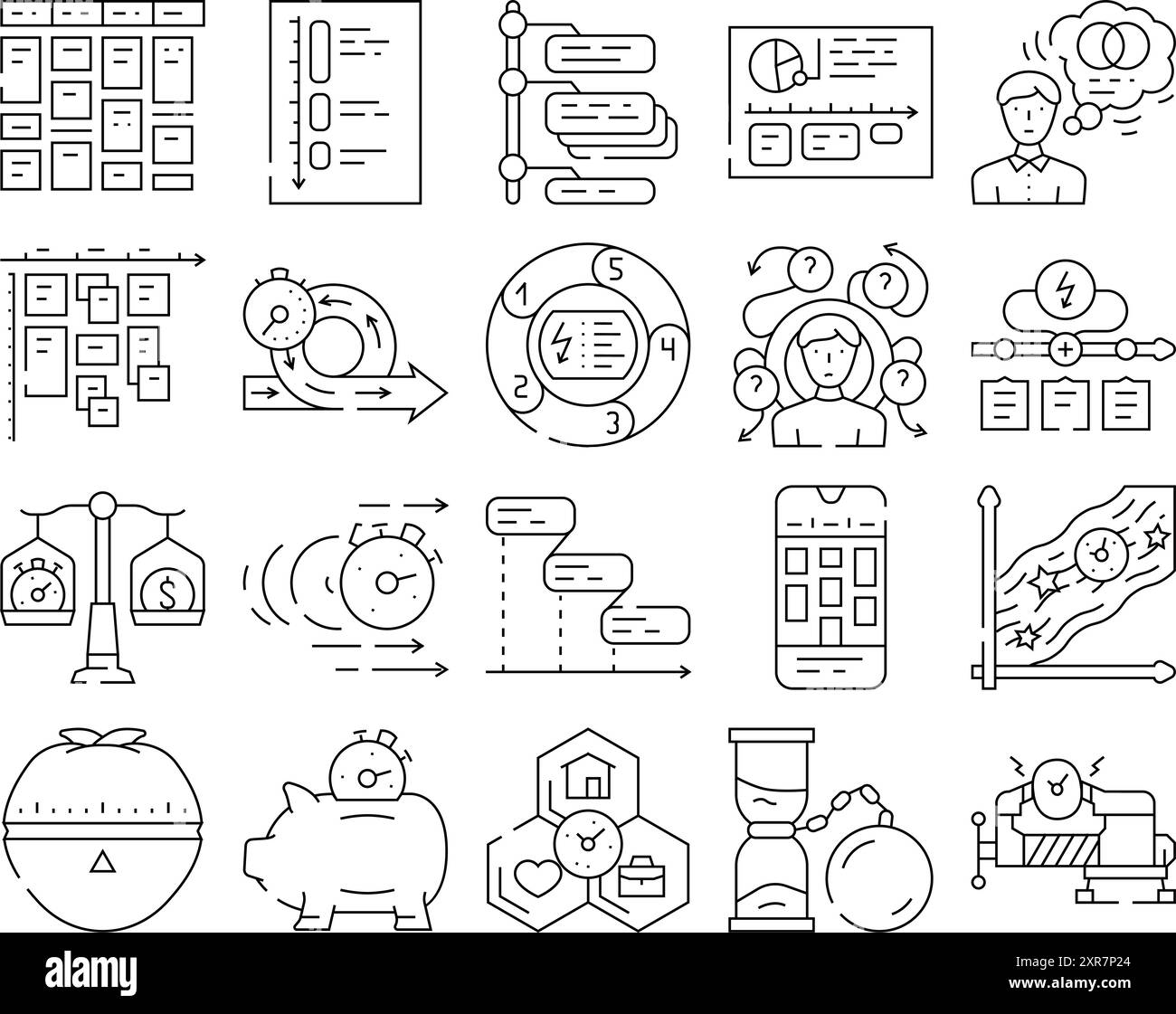 time management schedule task icons set vector Stock Vector Image & Art ...