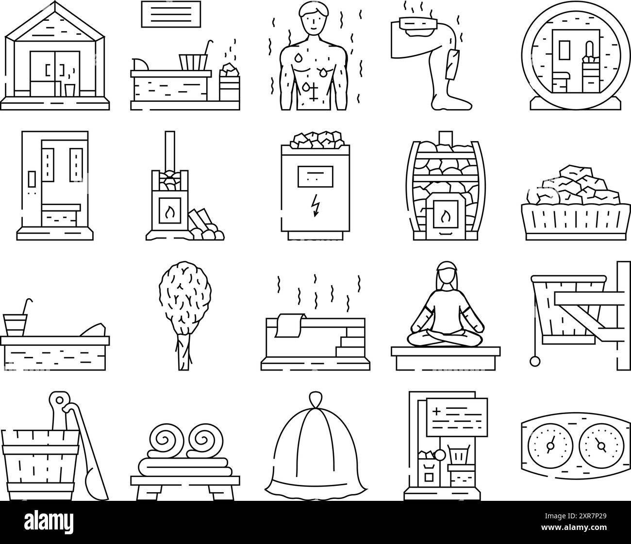 sauna steam spa health icons set vector Stock Vector Image & Art - Alamy