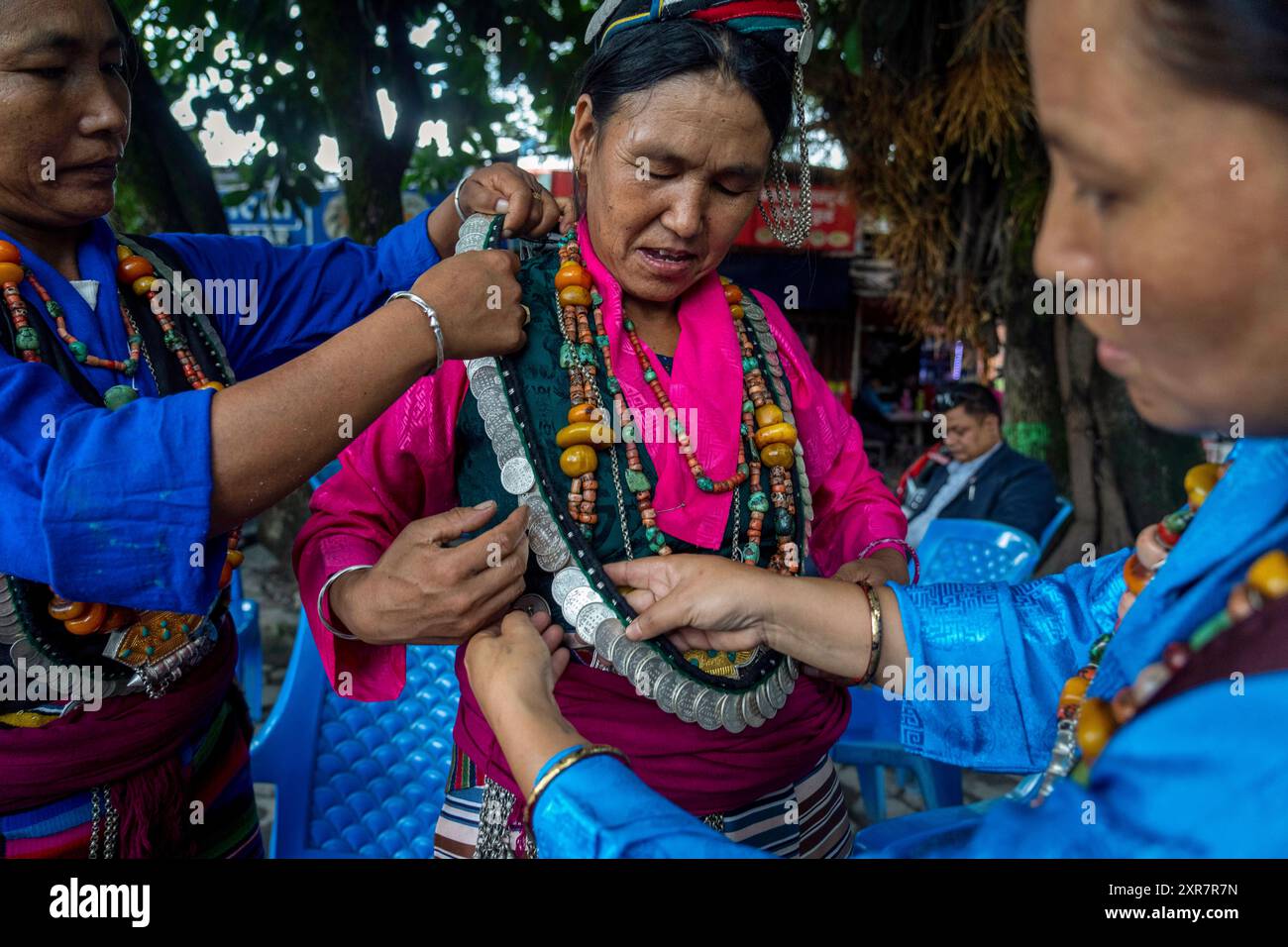 Nepal's indigenous women in traditional attire get ready to participate ...