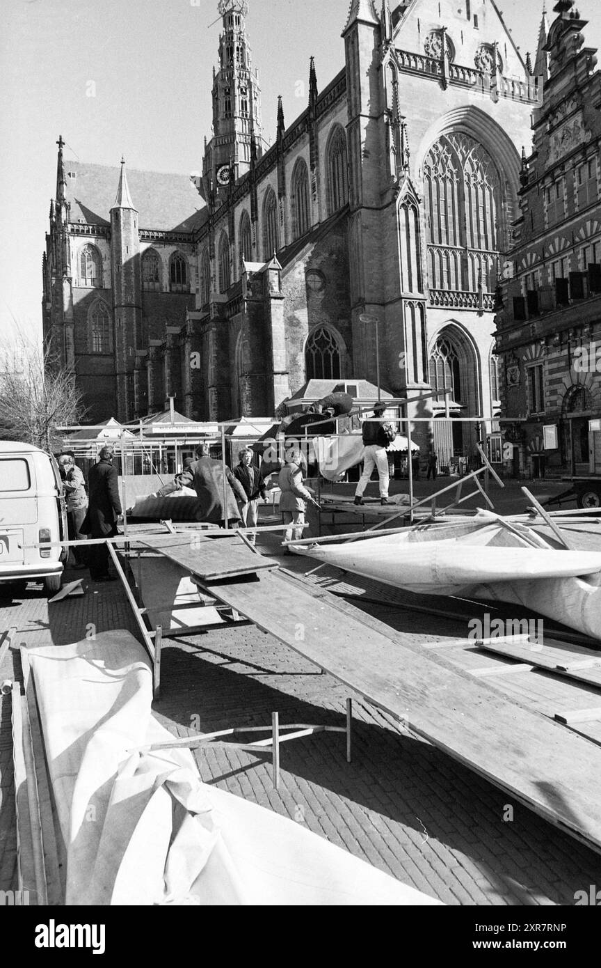 Storm damage Large Marquee. Damage to the roof of the Haarlem ice rink ...