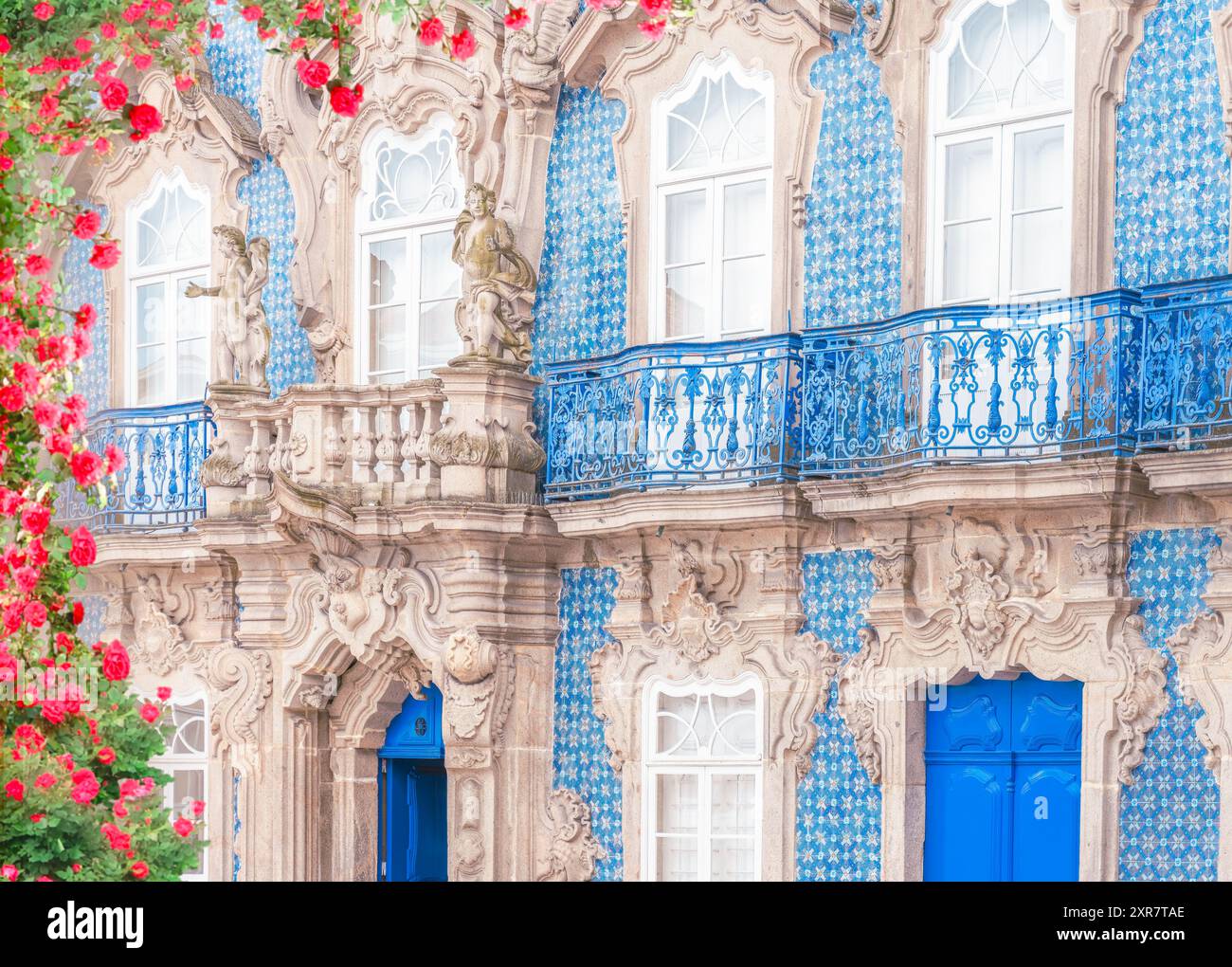 Tiles facade decoration of a historic baroque style building in Braga ...