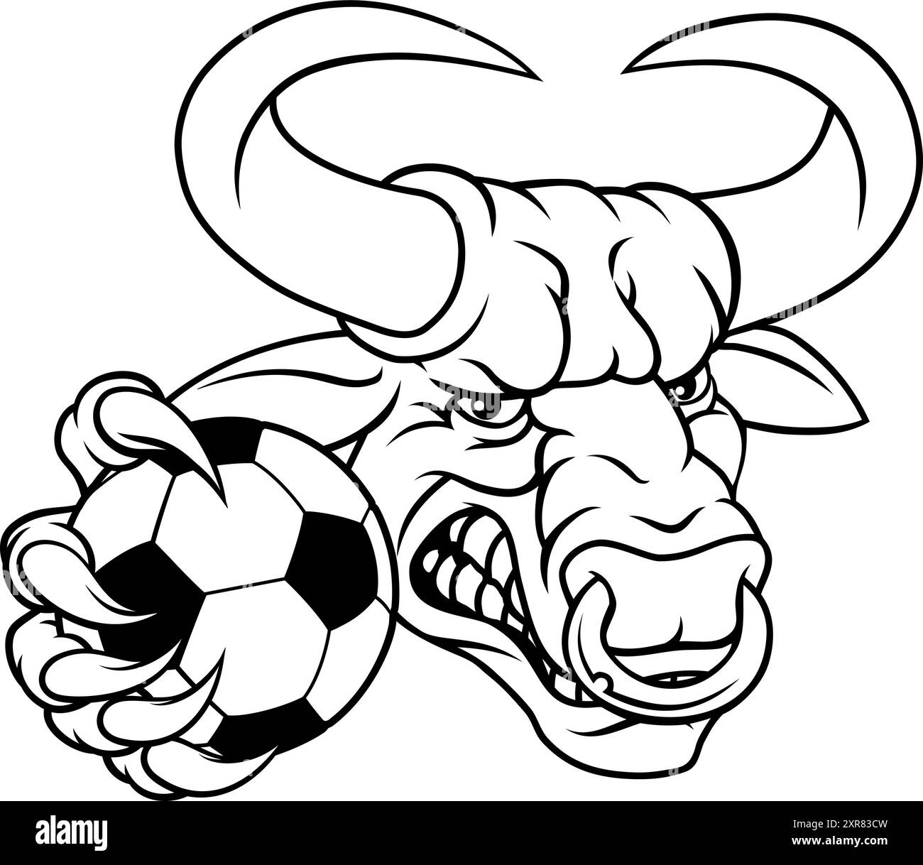 Bull Minotaur Longhorn Cow Soccer Mascot Cartoon Stock Vector Image ...