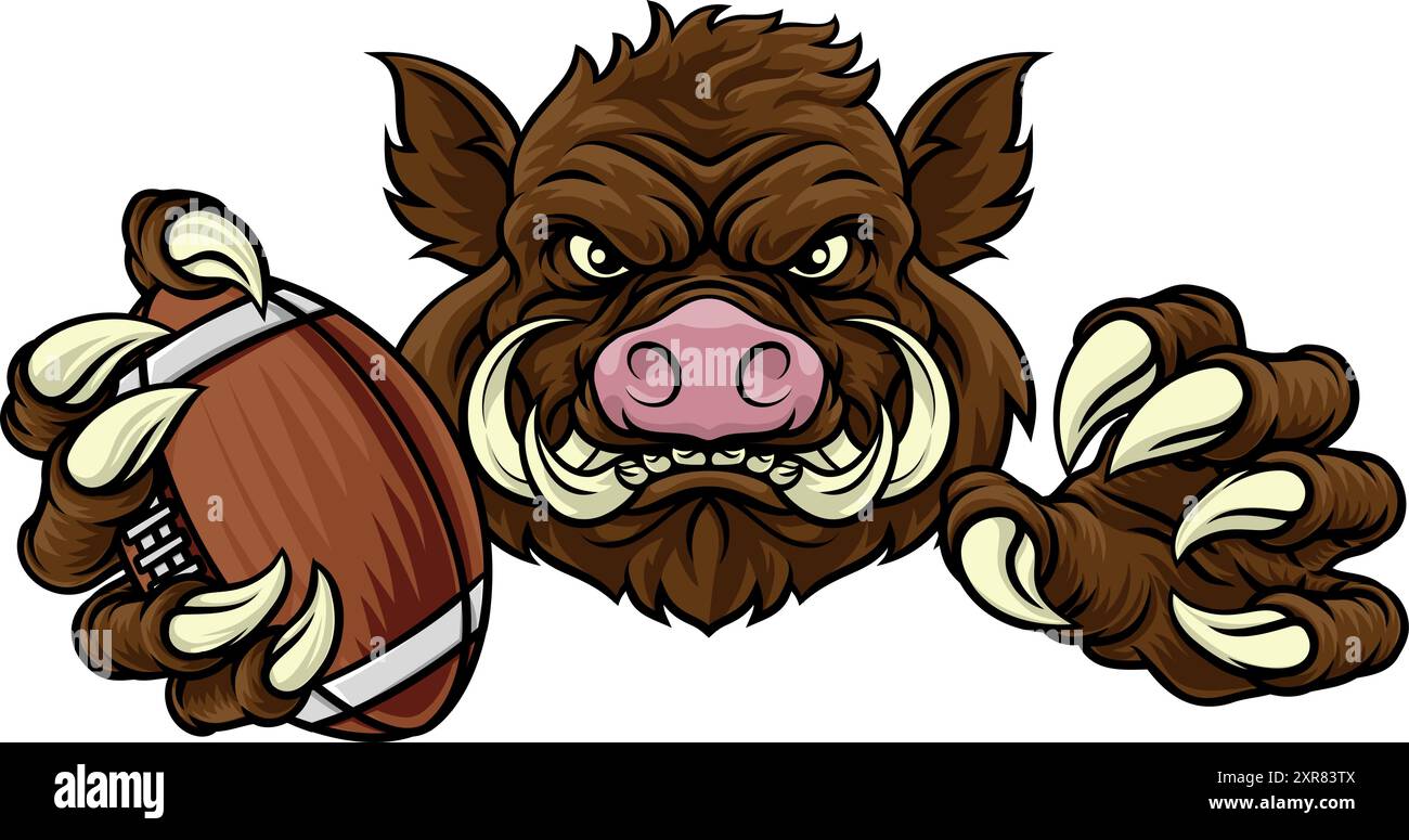 Boar Wild Hog Razorback Warthog Football Mascot Stock Vector Image ...