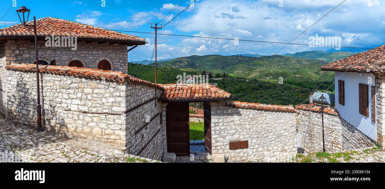 Berat, Albania, houses and streets inside the Berat Castle, also known ...