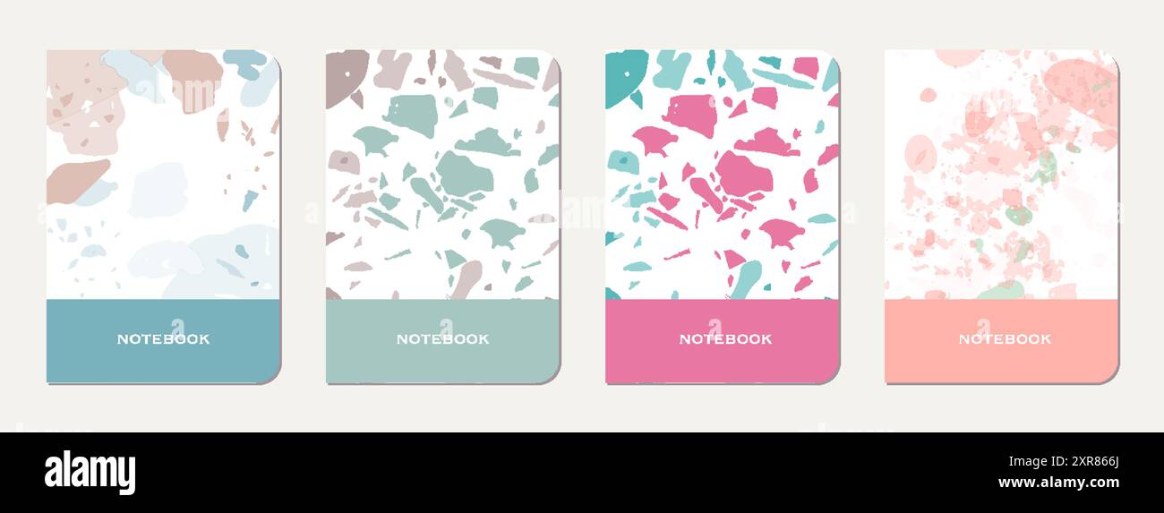 Notepad cover design. Terrazzo abstract background made of natural ...