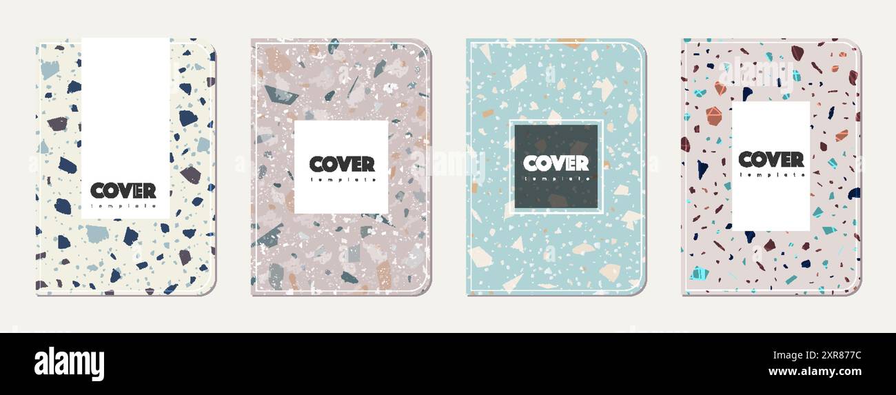 Note book cover design. Terrazzo abstract background made of natural ...
