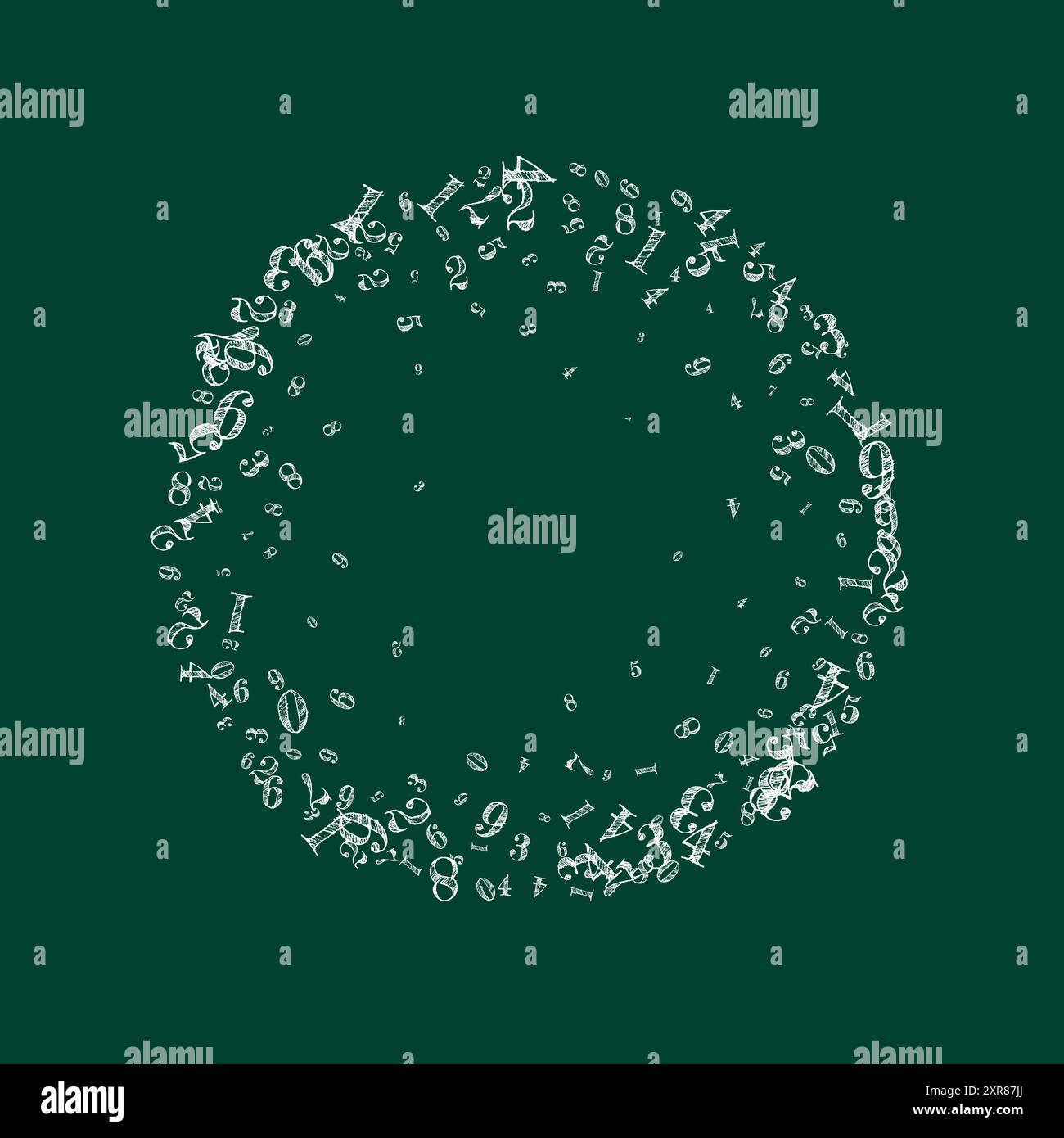 Concept of school background. White chalk numbers and digits falling ...
