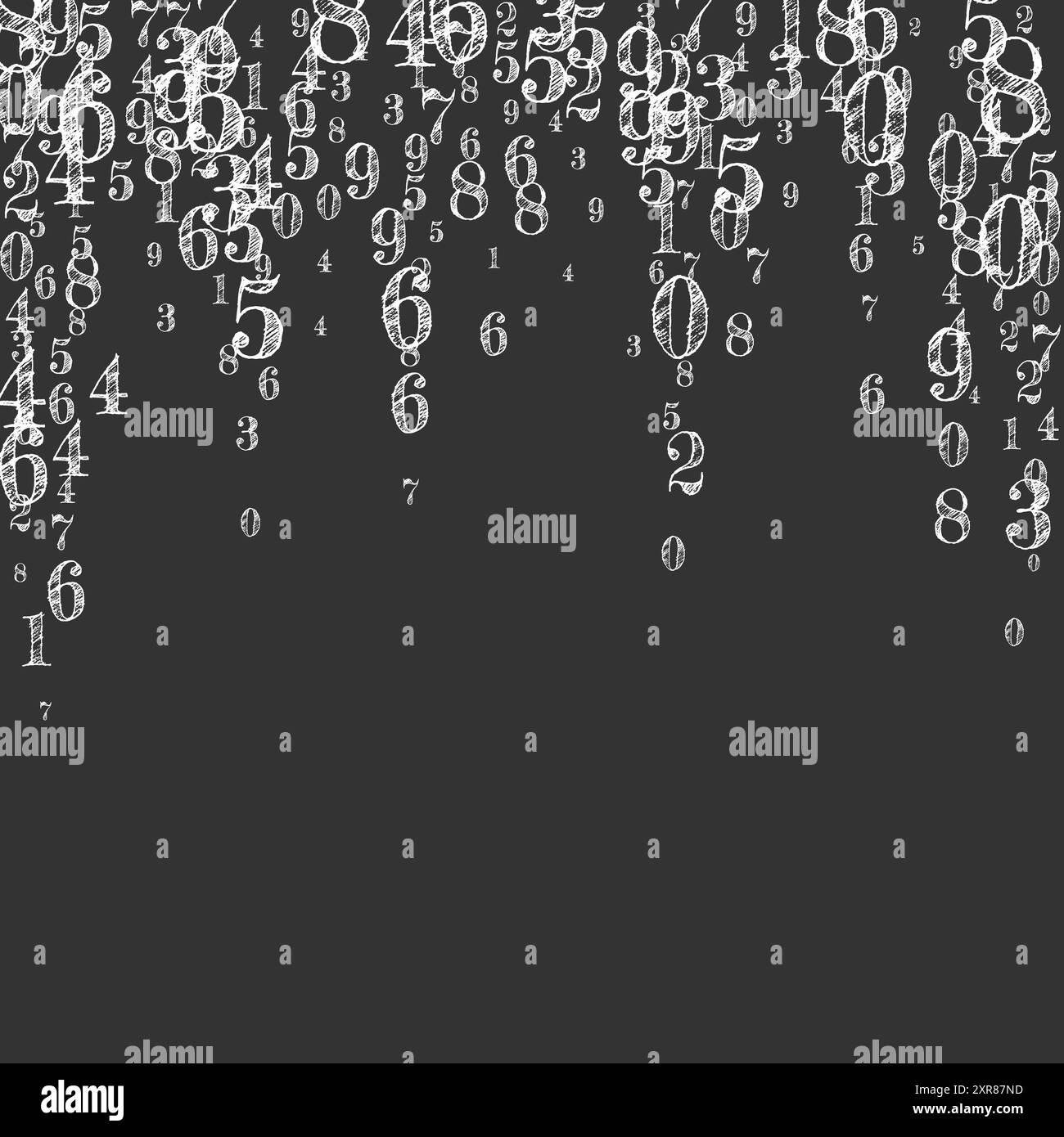 Concept of school background. White chalk numbers and digits falling ...