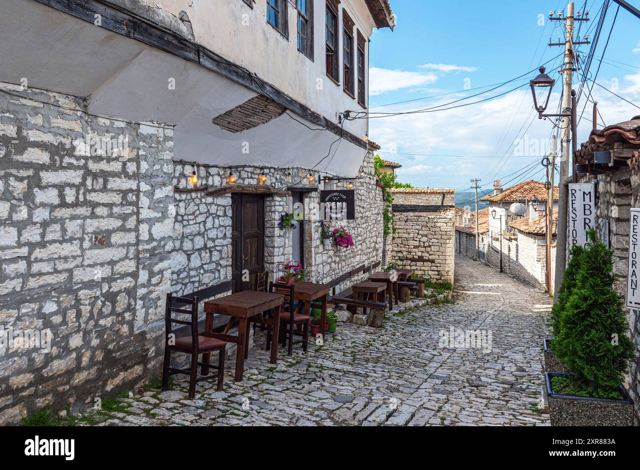 Berat, Albania, houses and streets inside the Berat Castle, also known ...