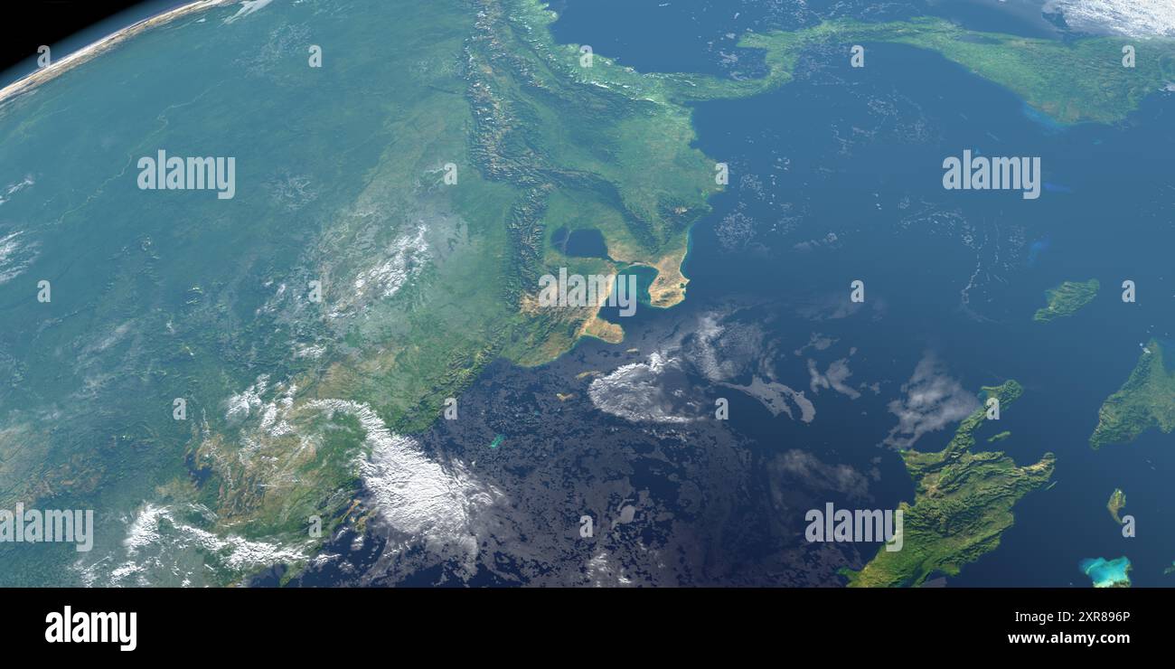 Aerial View of Gulf of Venezuela and Maracaibo Lake in earth planet ...