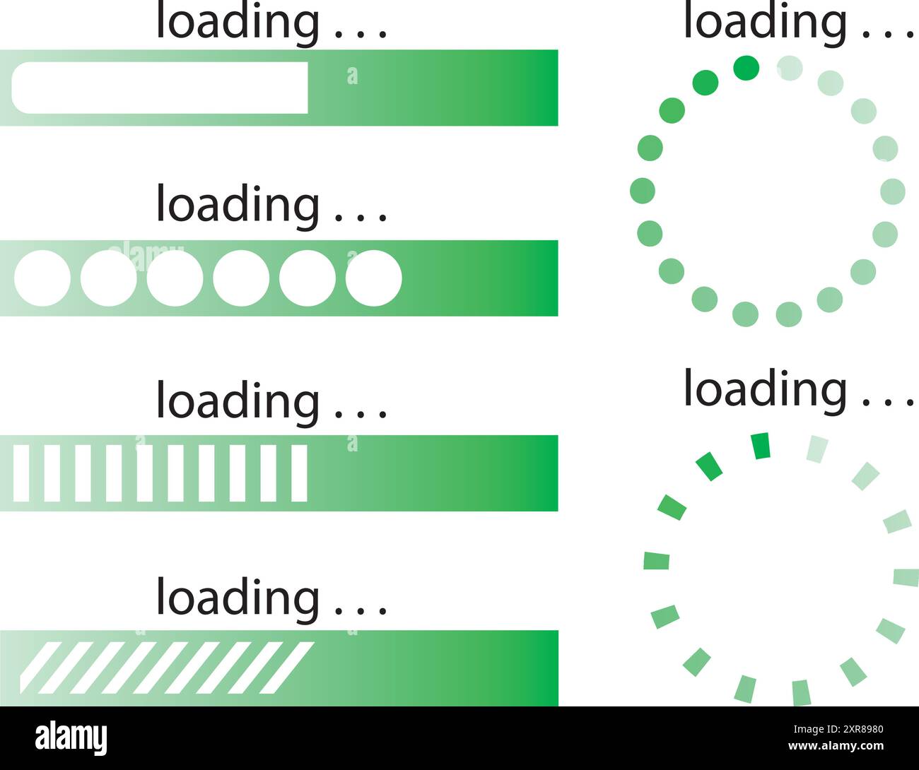 Loading bar set of horizontal and round icons. System icon for reloading site, application or ...
