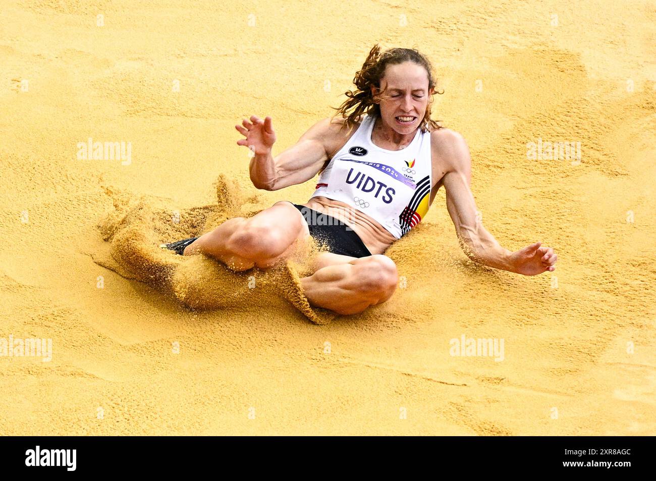Paris, France. 09th Aug, 2024. Belgian athlete Noor Vidts pictured in action during the long ...