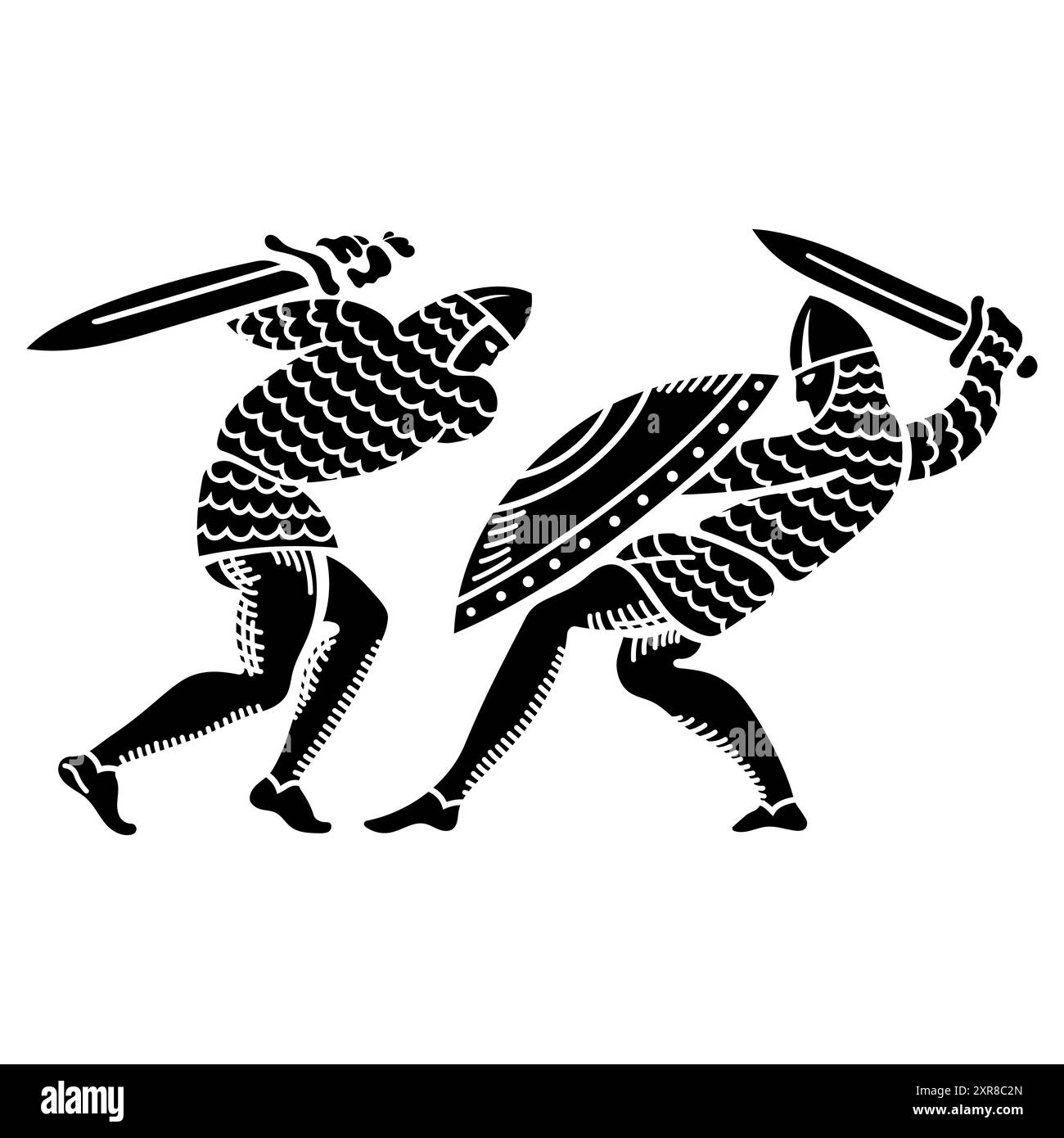 Design in Old Norse style. Ancient Celtic Scandinavian warriors with ...