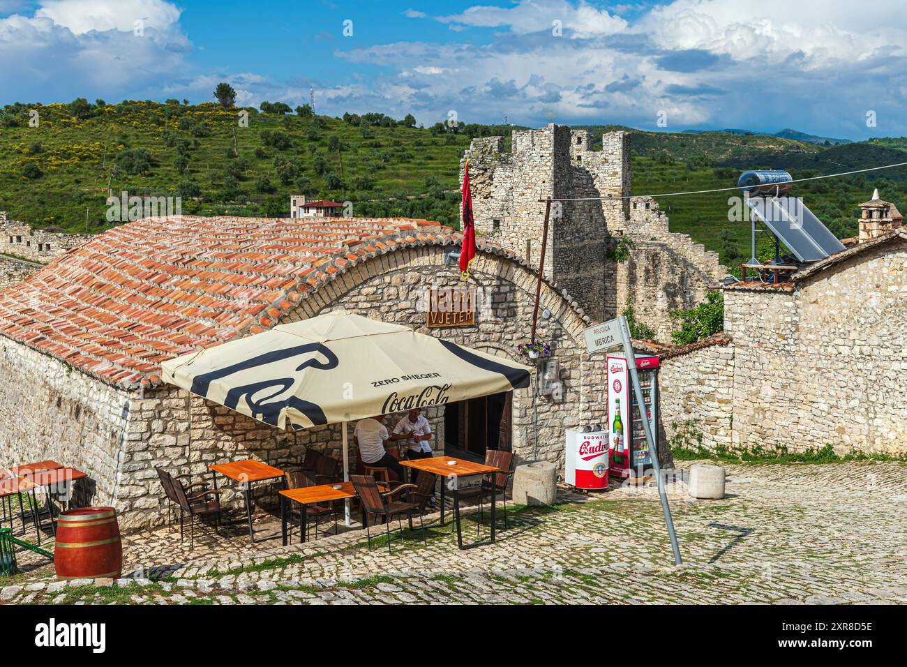 Berat, Albania, houses and streets inside the Berat Castle, also known ...