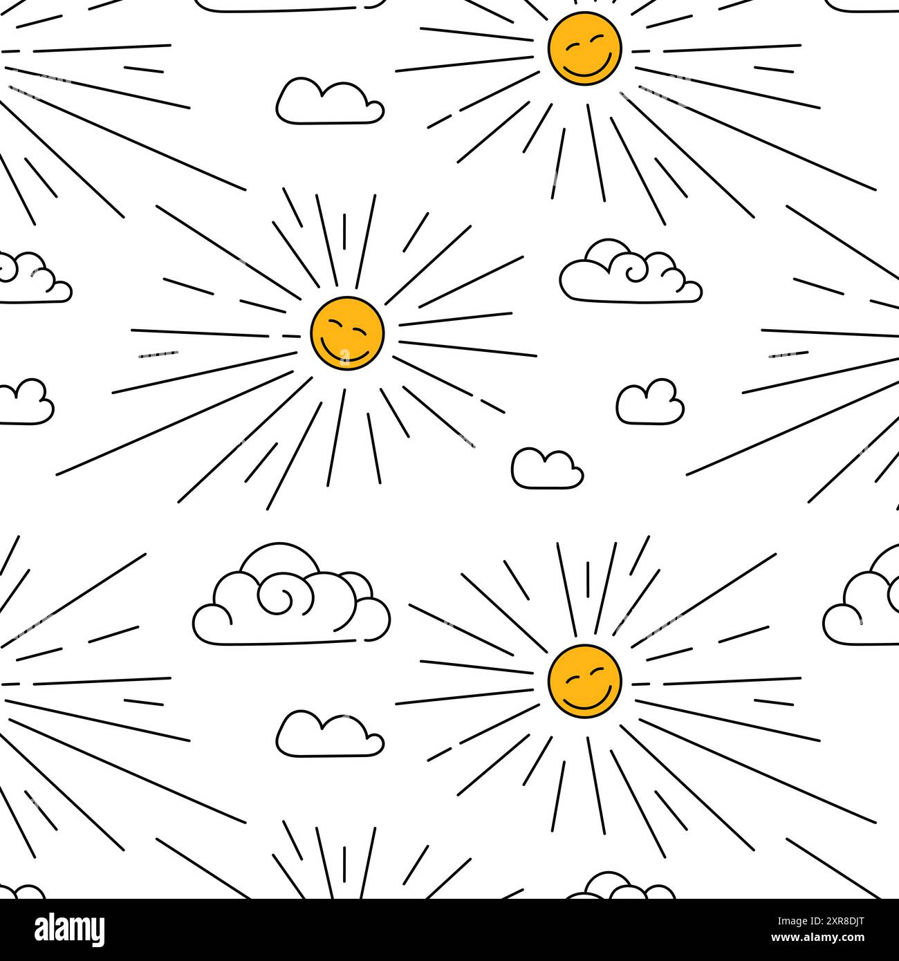 Doodle background, sun and clouds Stock Vector Image & Art - Alamy