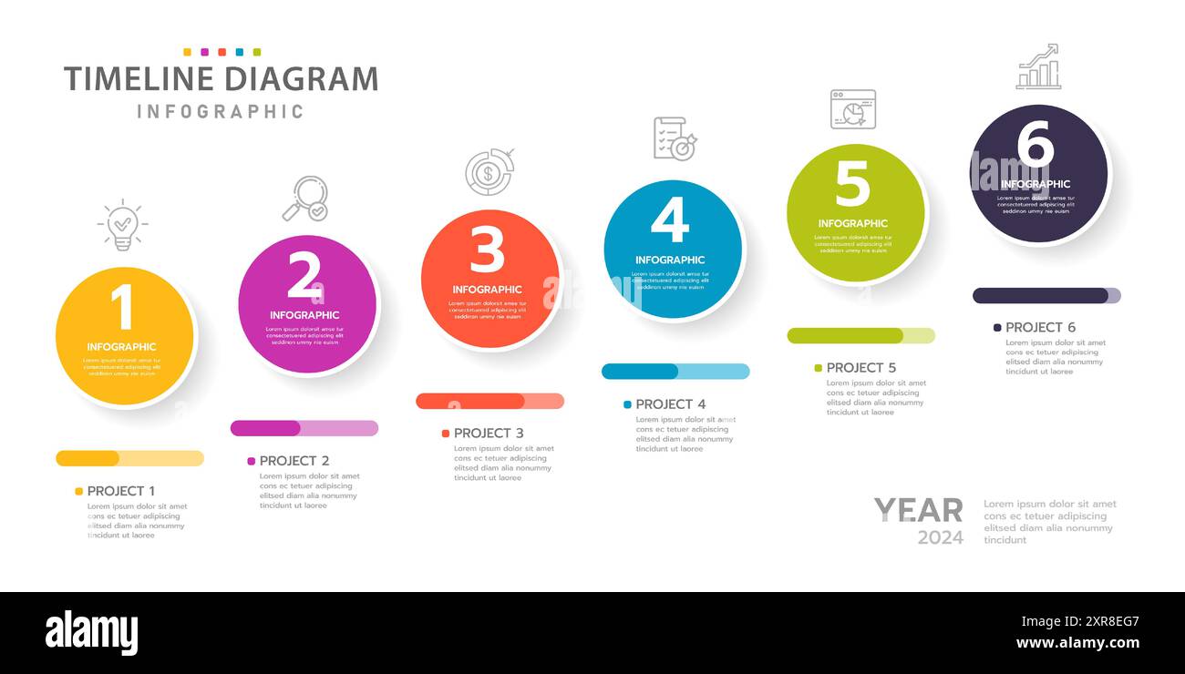 colorful Infographic timeline diagram template for business. 6 Steps ... colorful Infographic timeline diagram template for business. 6 Steps ...