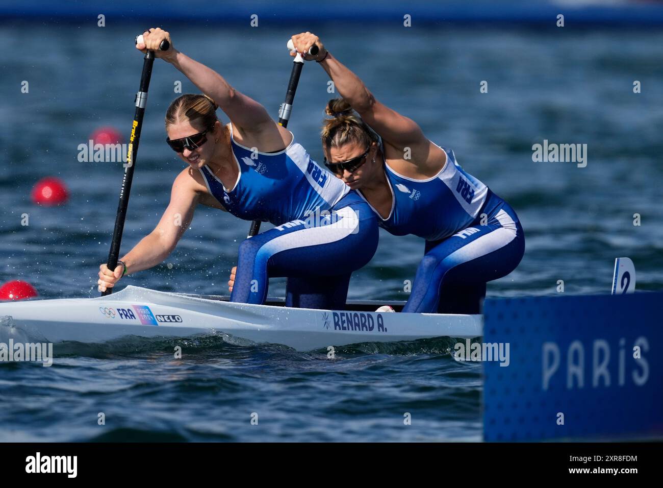 France's Eugenie Dorange and Axelle Renard compete in the women's canoe ...
