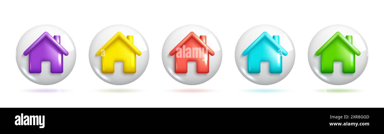 Vector illustrations of home button icons in different colours ...