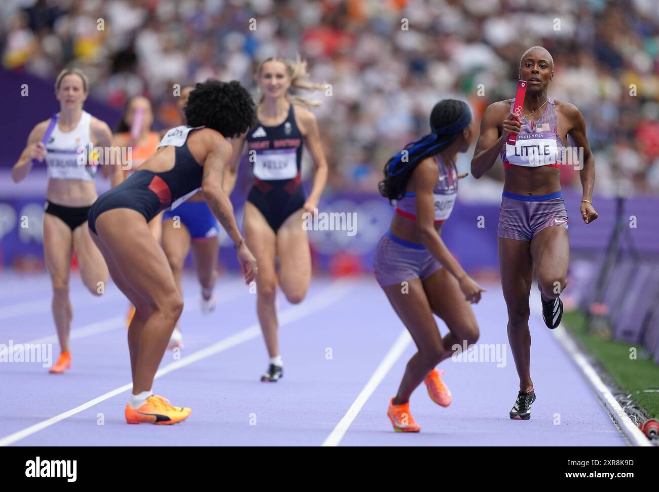 Paris, France. 9th Aug, 2024. Shamier Little (back) and Aaliyah Butler ...