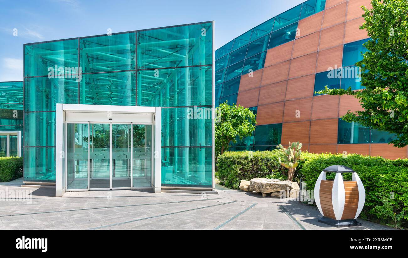 Entrance of the International Mugham Center in Baku, Azerbaijan ...