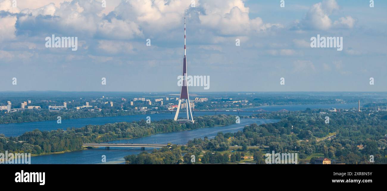 Aerial view of the Riga Radio and TV Tower in Riga, Latvia Stock Photo ...