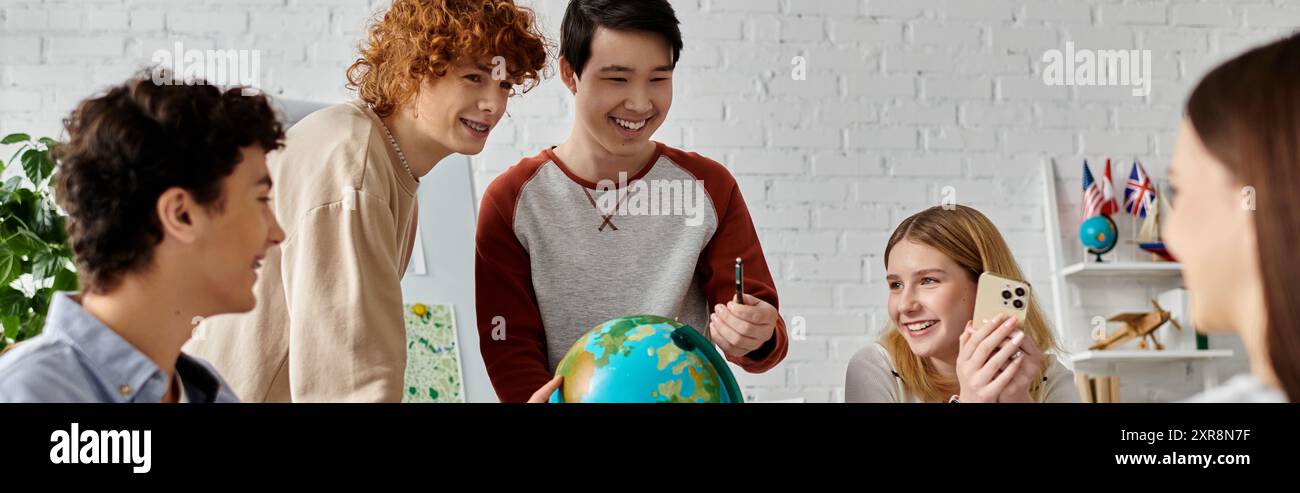 A group of teenagers participate in a UN Model event, discussing global ...