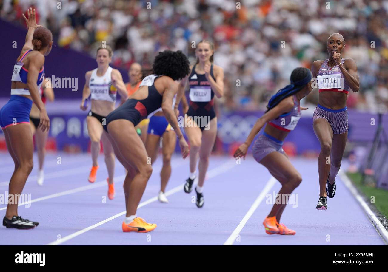 Paris, France. 9th Aug, 2024. Shamier Little (R back) and Aaliyah ...