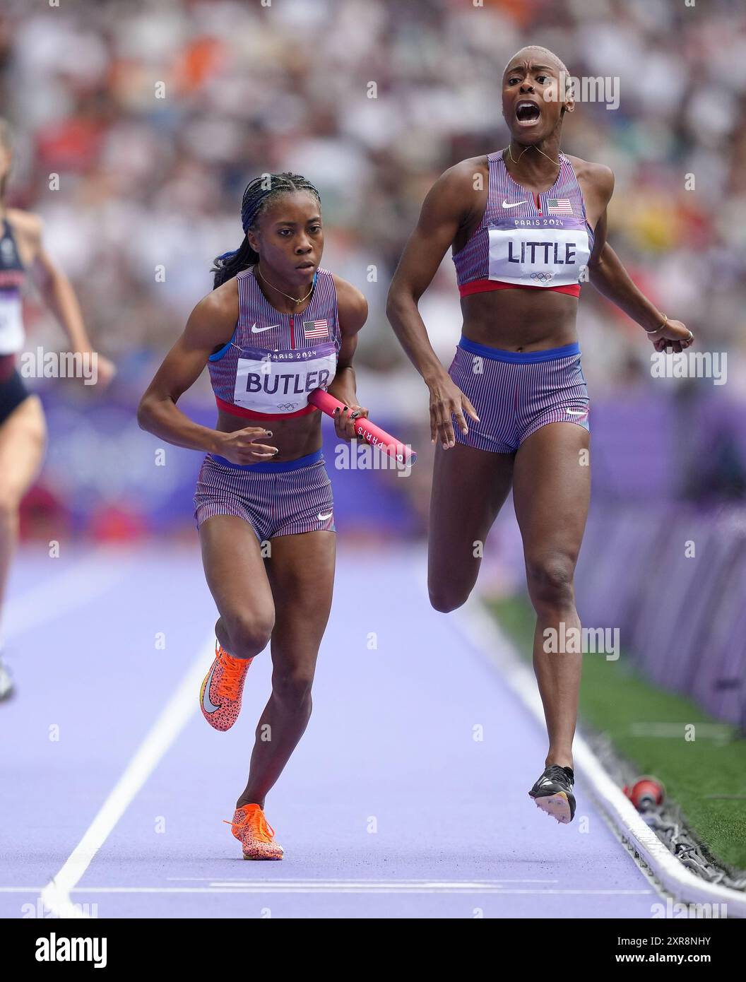 Paris, France. 9th Aug, 2024. Shamier Little (back) and Aaliyah Butler ...