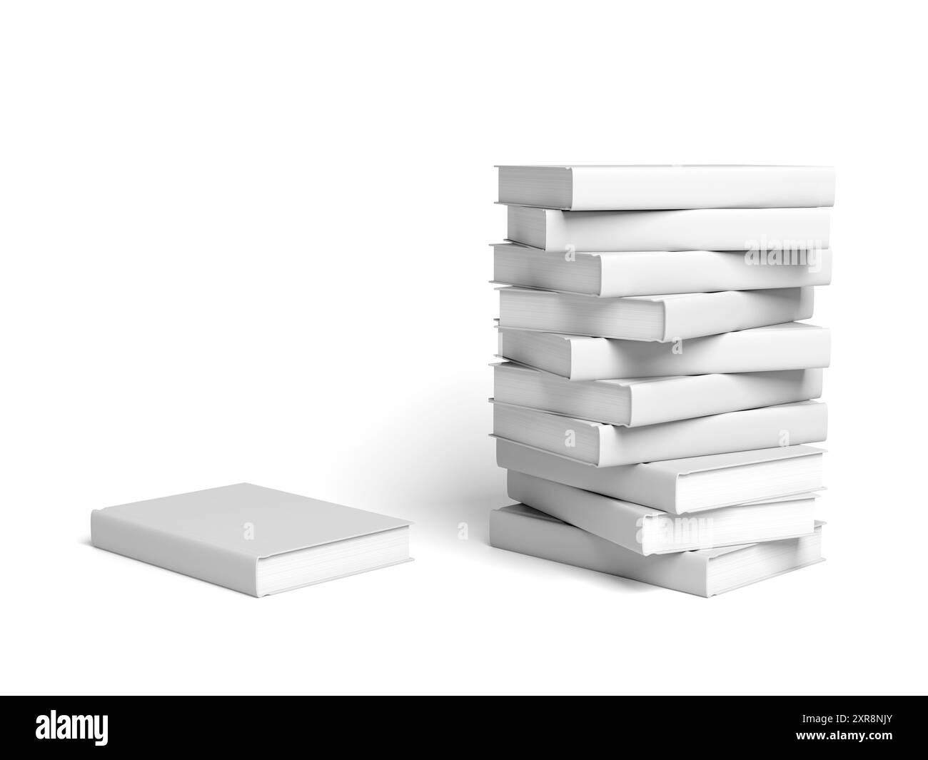 Stack of books isolated on white background. Pile. Blank. Mockup. 3d ...