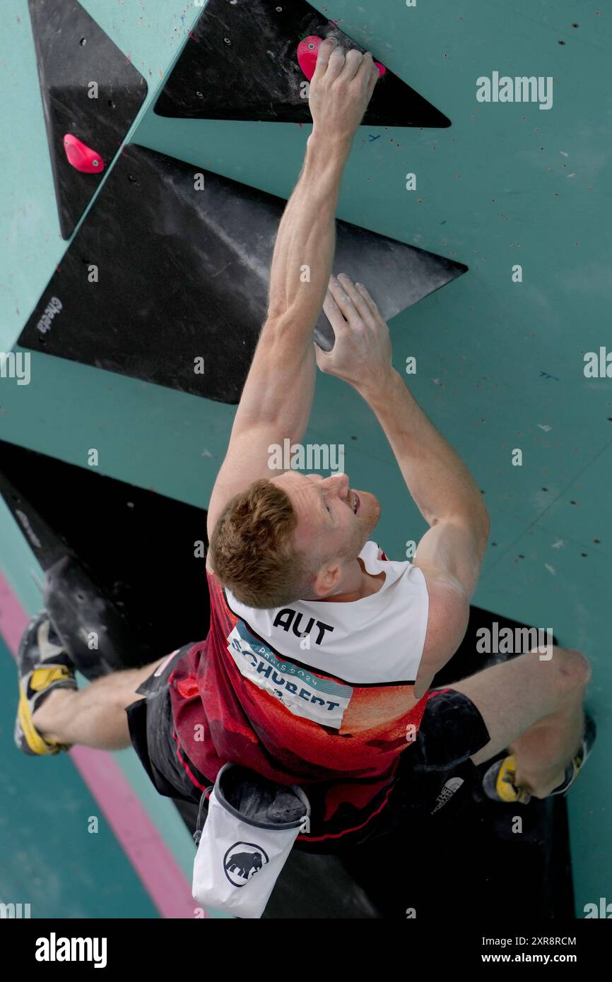 Jakob Schubert of Austria competes in the men's boulder and lead ...