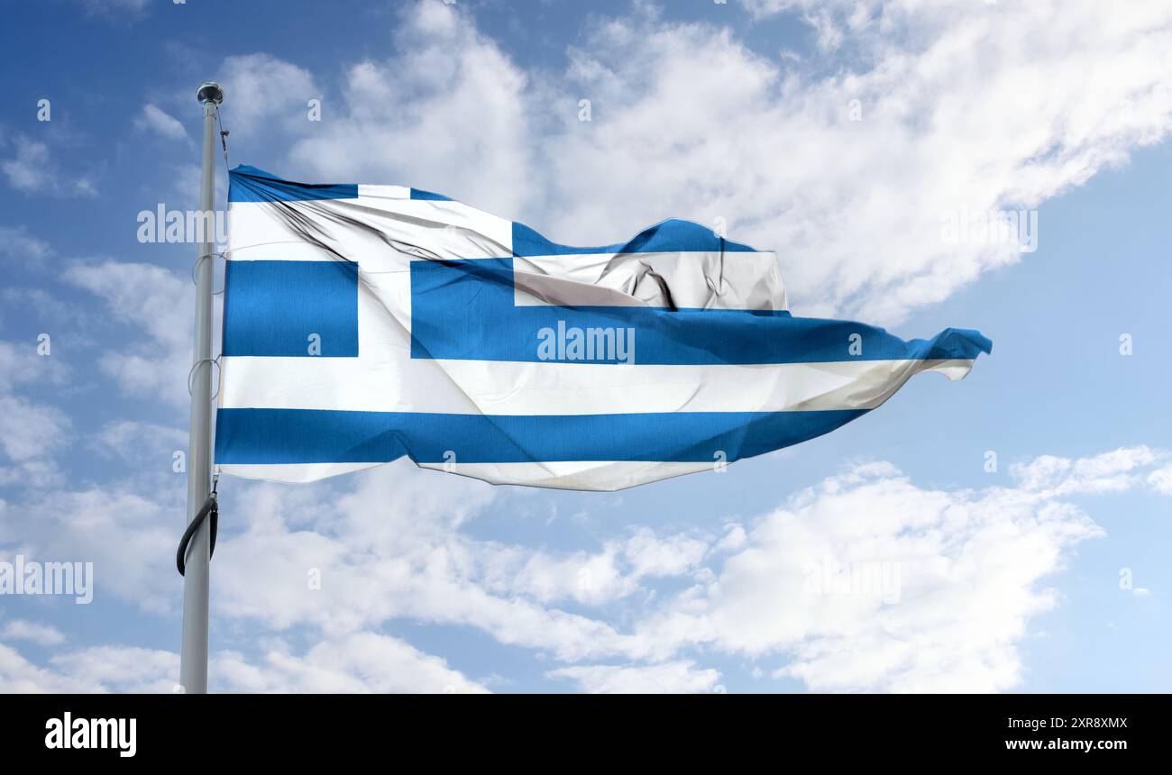 Greece silk flag hi-res stock photography and images - Alamy