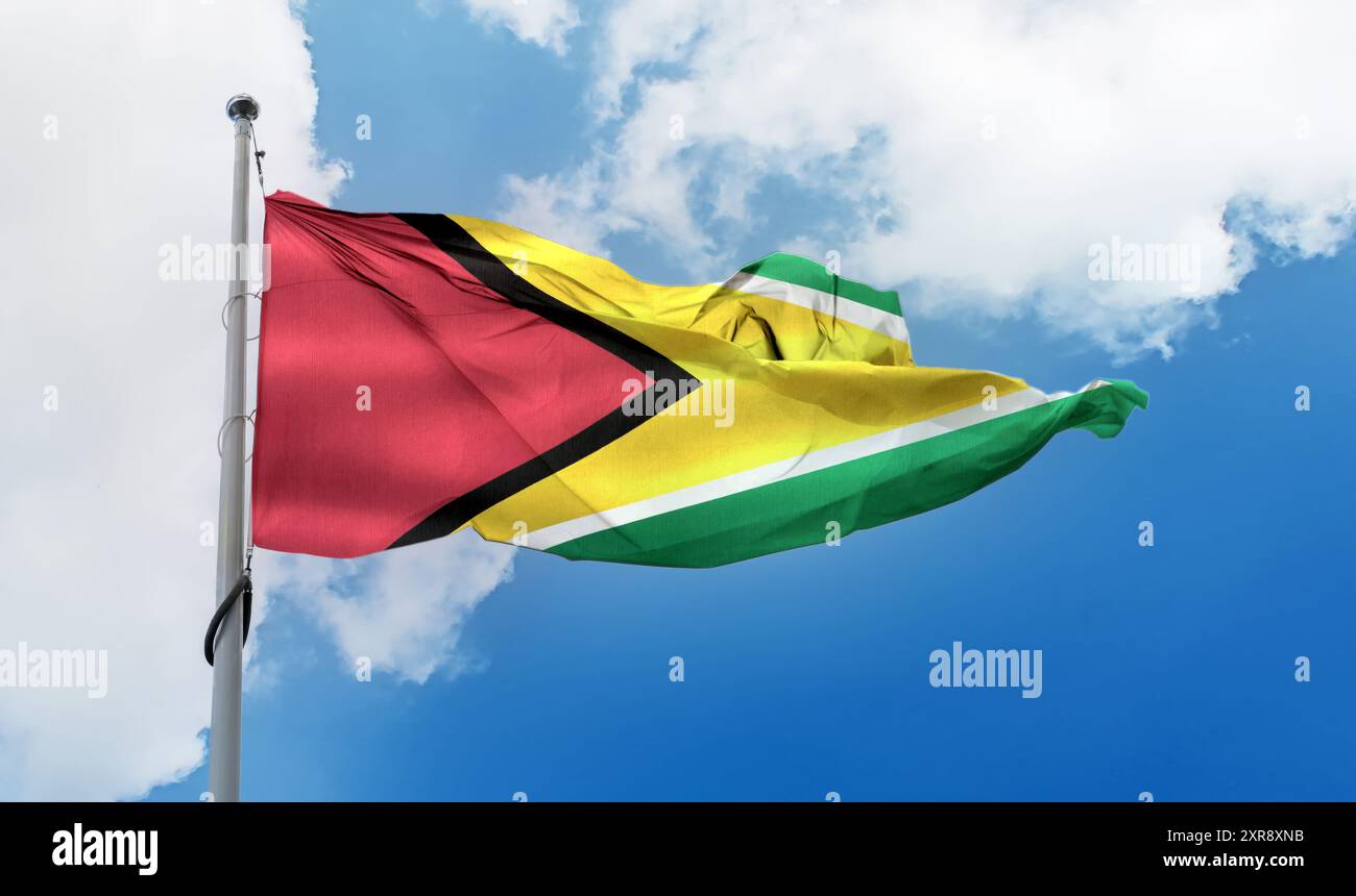 Guyana flag - realistic waving fabric flag Stock Photo - Alamy