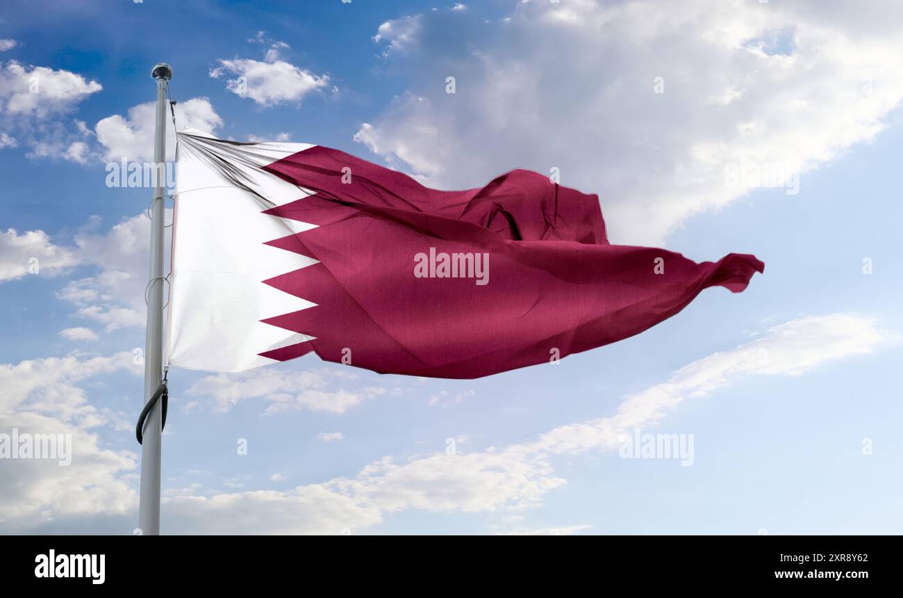 Waving qatar flag hi-res stock photography and images - Alamy